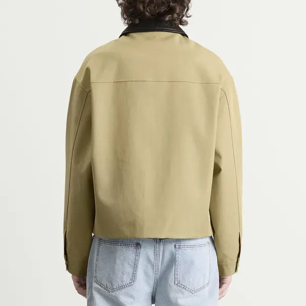 COLE BUXTON Leather Collar Cottom Overshirt