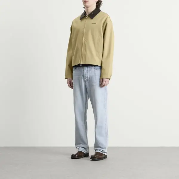 COLE BUXTON Leather Collar Cottom Overshirt