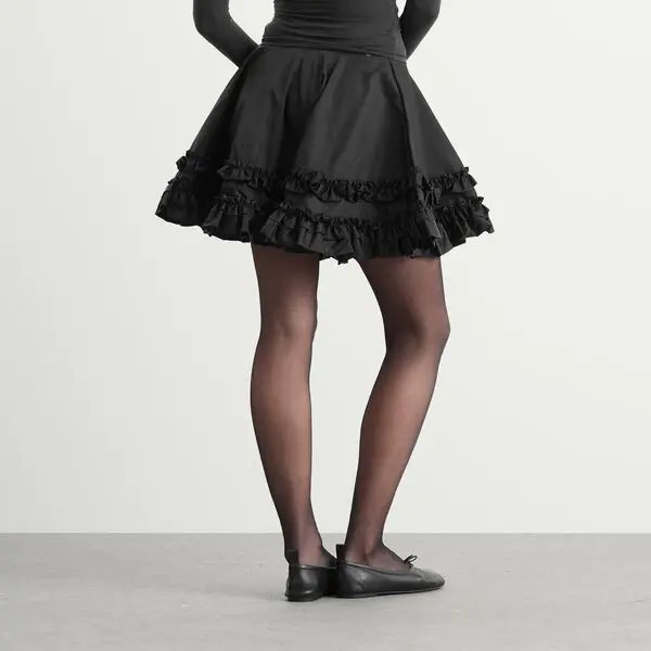 GANNI Duchesse Nylon Mini Frill Circle Skirt - Black