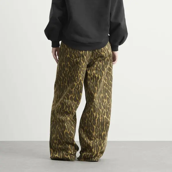 GANNI Ozelot Leopard Print Baggy Jeans