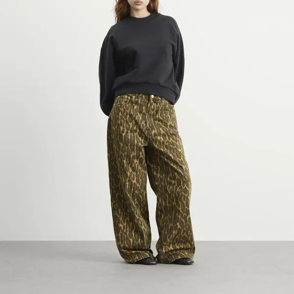 GANNI Ozelot Leopard Print Baggy Jeans