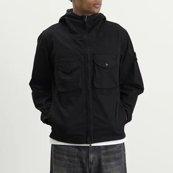 Stone Island Organic Cotton Twill Hooded Jacket - Black