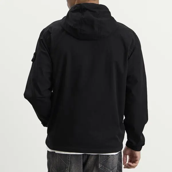 Stone Island Organic Cotton Twill Hooded Jacket - Black