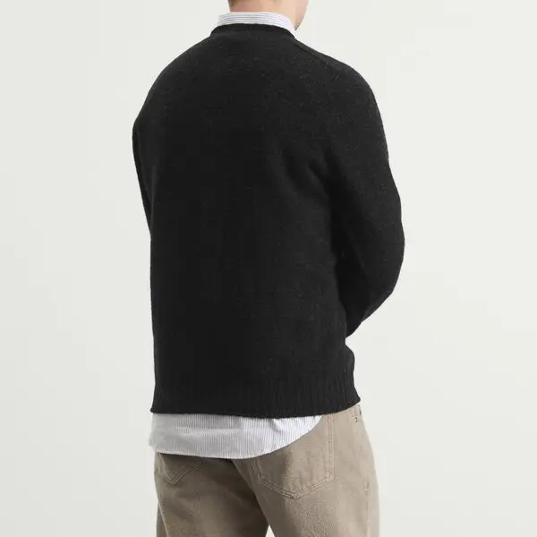 JAMIESON'S OF SHETLAND Wool Crew Knit - Black Mix