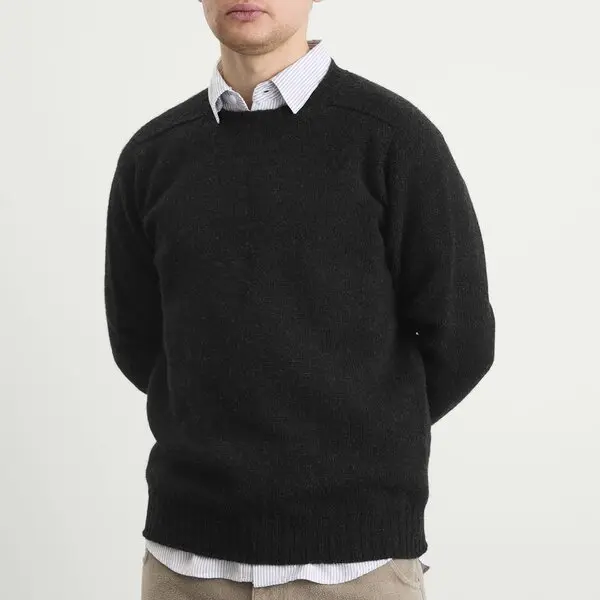 JAMIESON'S OF SHETLAND Wool Crew Knit - Black Mix