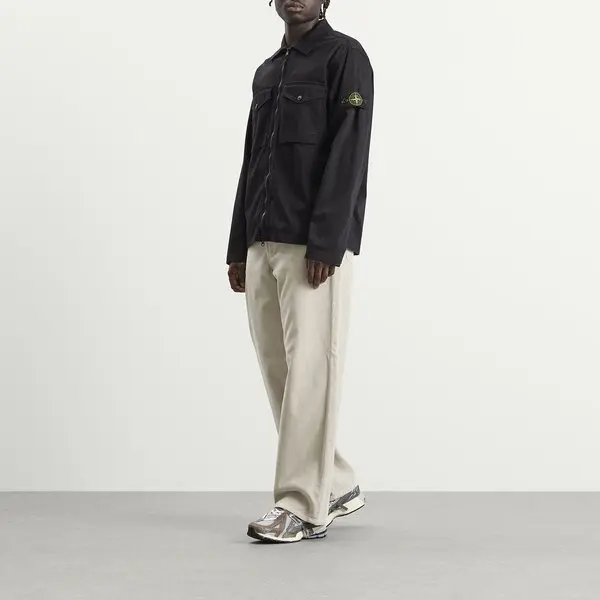 Stone Island Organic Cotton Sateen Zip Shirt Jacket - Black