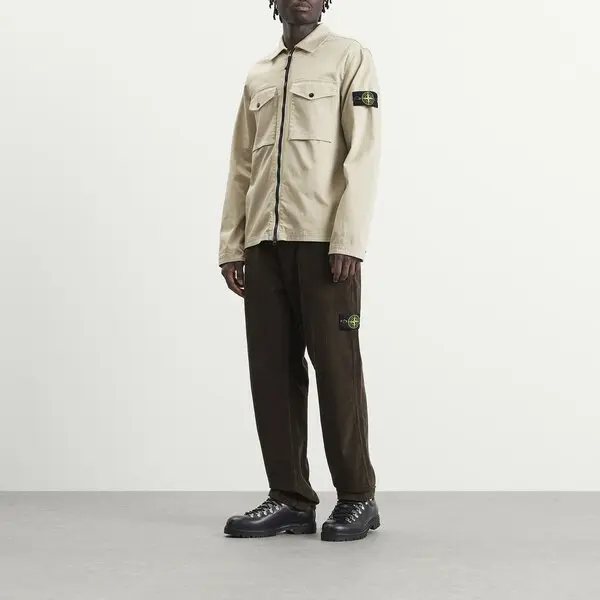 Stone Island Organic Cotton Sateen Zip Shirt Jacket - Sand