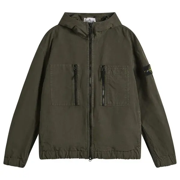 Stone Island Organic Cotton Ripstop Hooded Jacket - Charcoal