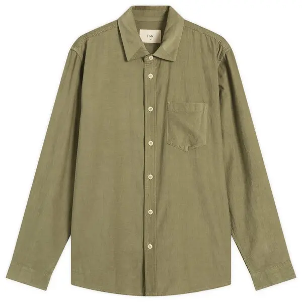Folk Direction Babycord Shirt - Olive