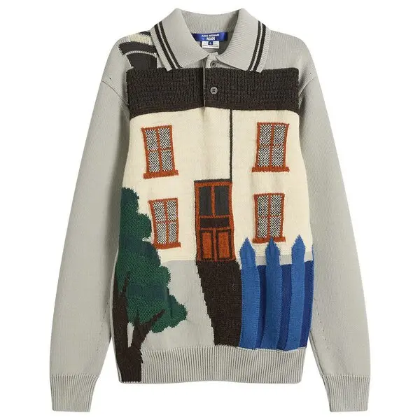 Junya Watanabe Intarsia Jacquard Jumper - Blue Gray