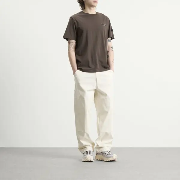 Moncler Stripe Logo Short Sleeve T-shirt - Brown