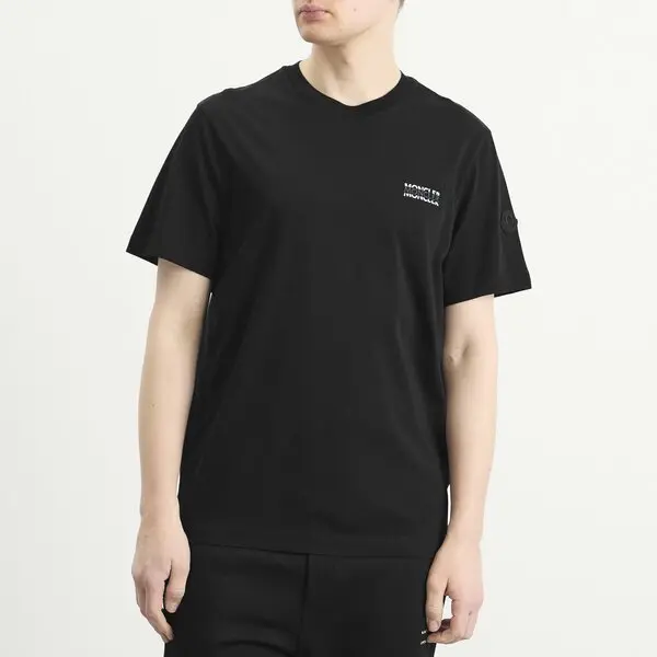 Moncler Stripe Logo Short Sleeve T-shirt - Black