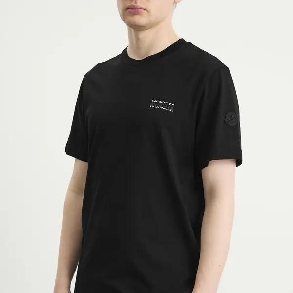 Moncler Stripe Logo Short Sleeve T-shirt - Black