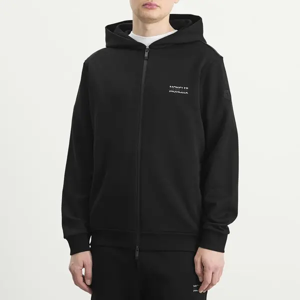Moncler Stripe Logo Zip Up Hoodie