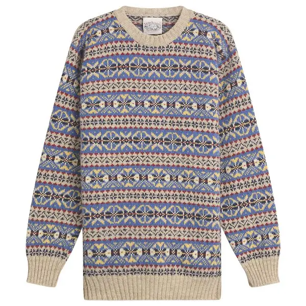 JAMIESON'S OF SHETLAND Jamiesons Of Shetland Fair Isle Crew Knit - New Pattern Blue