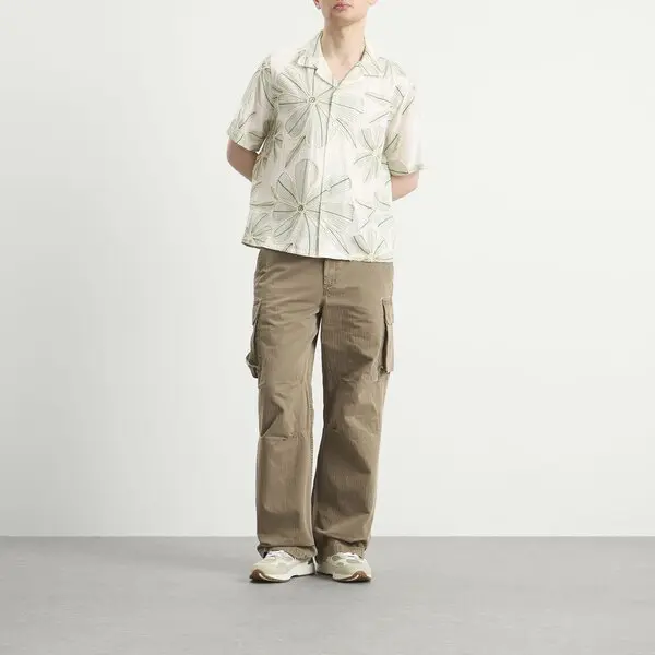 CORRIDOR Linen Applique Short Sleeve Shirt - Natural