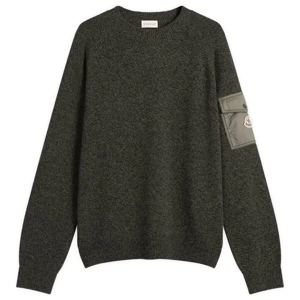 Moncler Wool Cashmere Mouline Crew Neck Jumper - Green