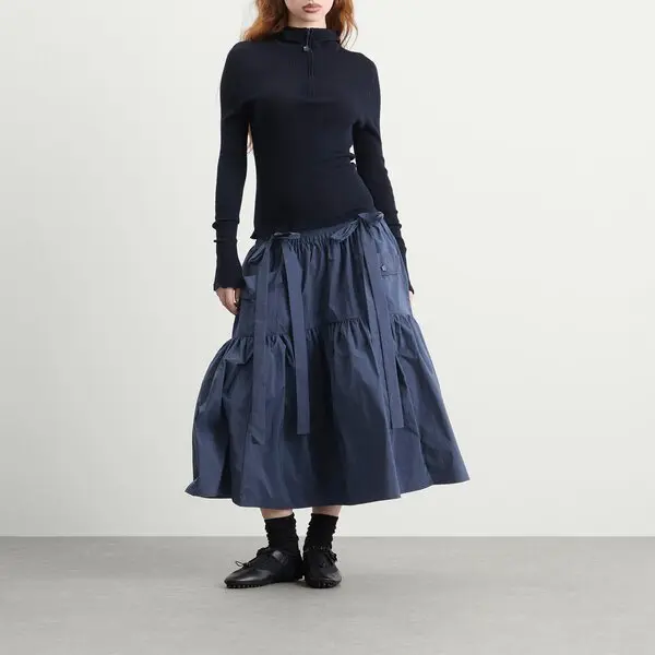 Cecilie Bahnsen Cai Ripstop Skirt - Navy