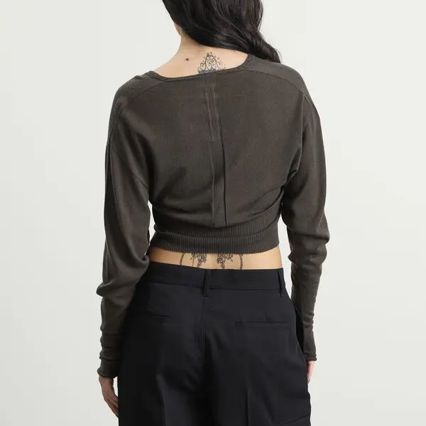 Rick Owens V-neck Cropped Jumper - Dark Dust
