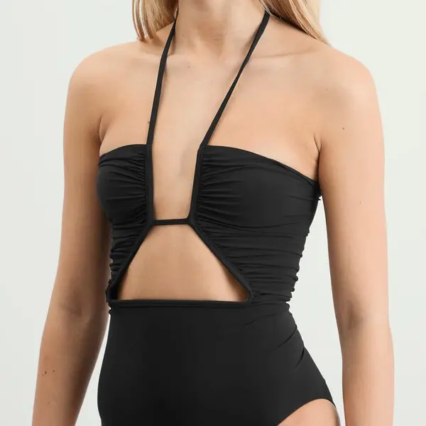 Rick Owens Prong Halterneck Cut Out One Piece Swimsuit