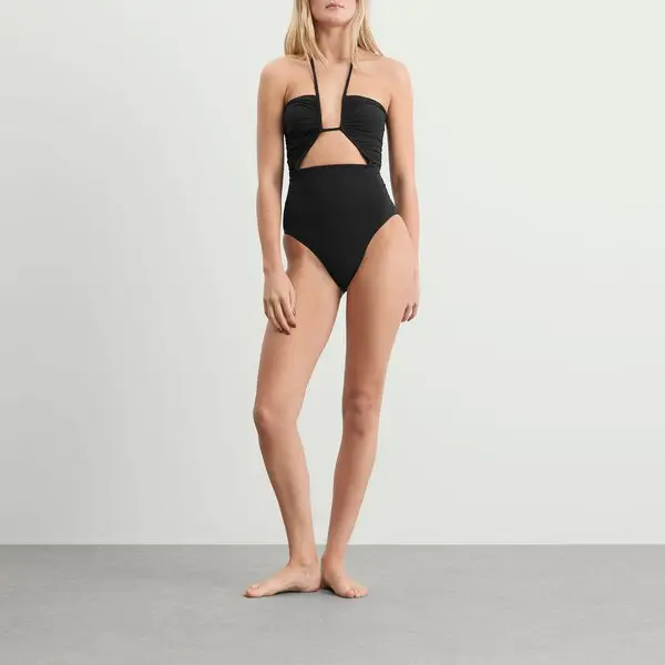 Rick Owens Prong Halterneck Cut Out One Piece Swimsuit