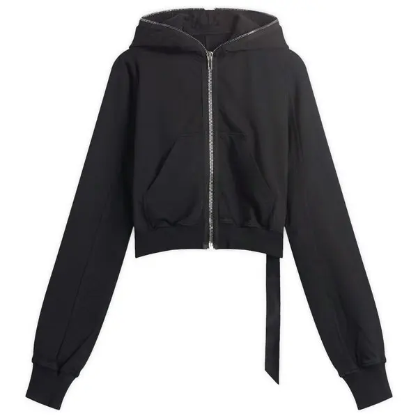 Rick Owens Cropped Zip Hoodie - Black