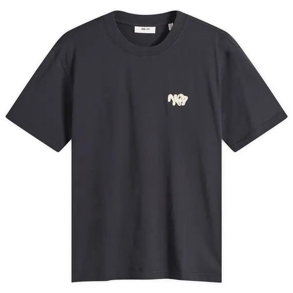 Nn07 Adam Twin Needle Embroidered T-shirt - Deep Navy