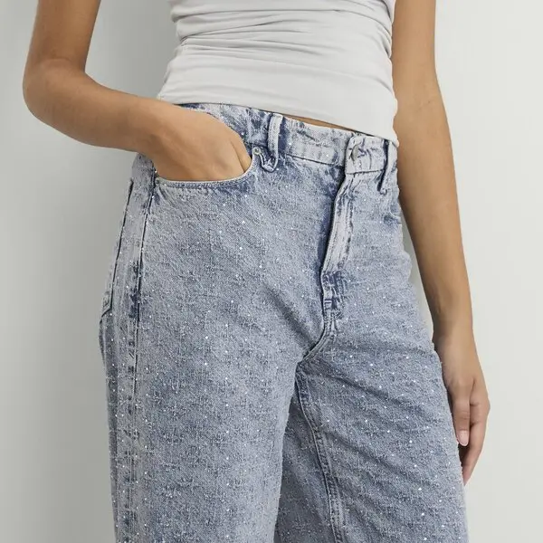 Good American Good Standard Straight Crystal Jeans
