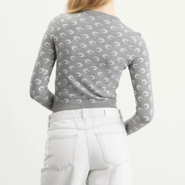 MARINE SERRE Moon Jacquard Knit Fitted Crewneck Sweater