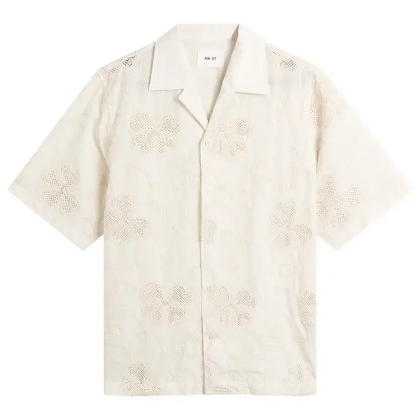 Nn07 Ben Embroidered Vacation Shirt - Ivory