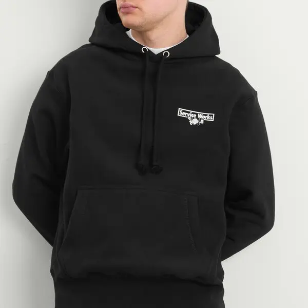 SERVICE WORKS Trademark Heavyweight Organic Cotton Hoodie - Black