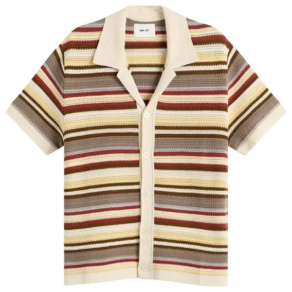 Nn07 Lars Stripe Polo Cardigan - Ivory