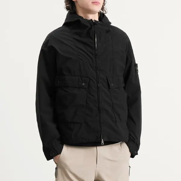 Stone Island Light Compact Touch Poly-tc Hooded Jacket - Black
