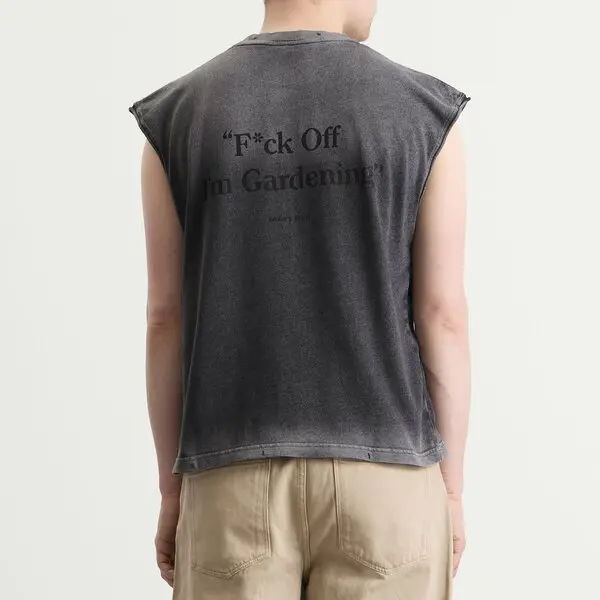 BRAM'S FRUIT Distressed Sleeveless Tee With Graphic