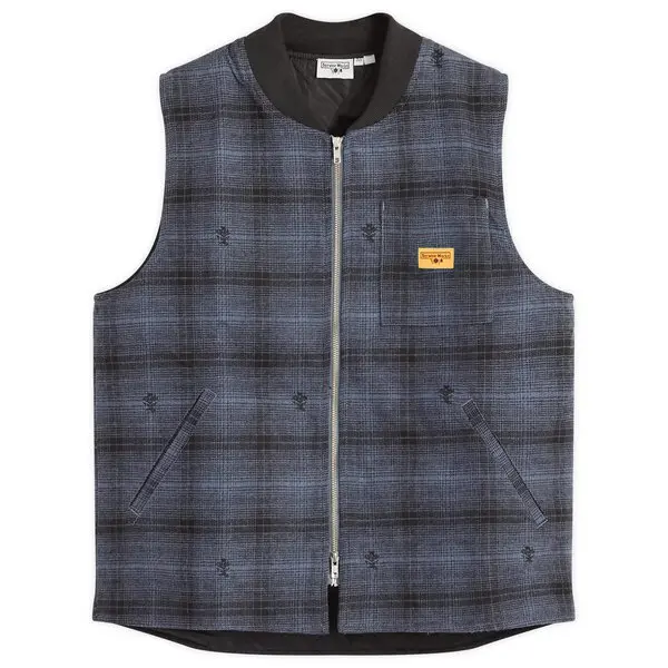 SERVICE WORKS Thistle Plaid Work Vest - Black