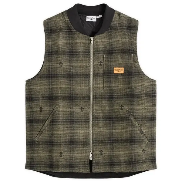 SERVICE WORKS Thistle Plaid Work Vest - Olive