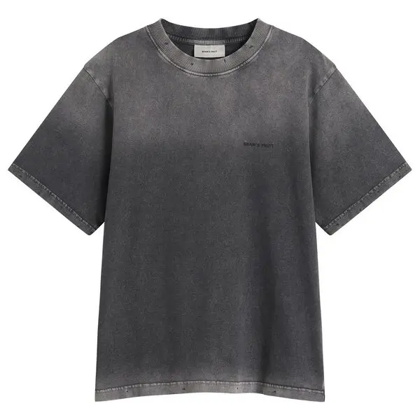 BRAM'S FRUIT Distressed Big Lemon Outline T-shirt - Shadow Black