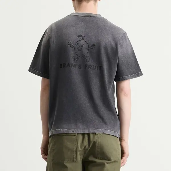BRAM'S FRUIT Distressed Big Lemon Outline T-shirt - Shadow Black