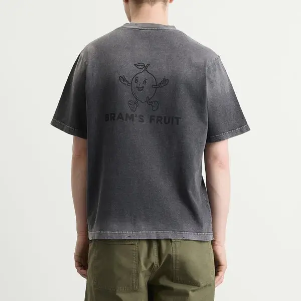 BRAM'S FRUIT Distressed Big Lemon Outline T-shirt - Shadow Black