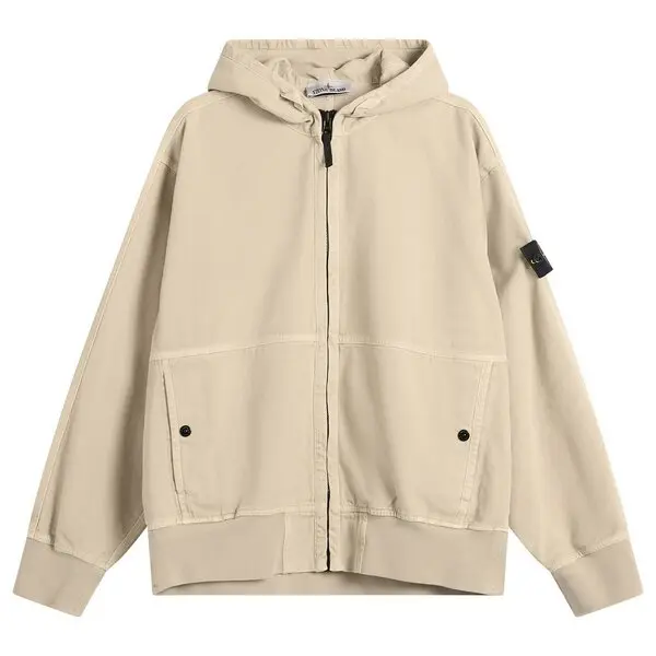 Stone Island Panama Cotton Old Effect Hooded Jacket - Desert