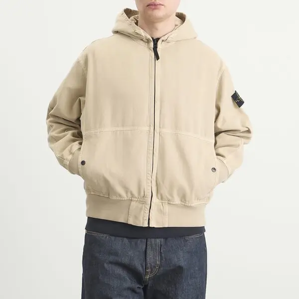 Stone Island Panama Cotton Old Effect Hooded Jacket
