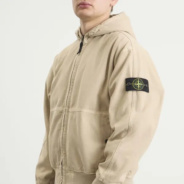 Stone Island Panama Cotton Old Effect Hooded Jacket