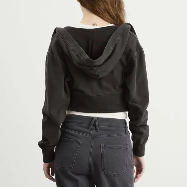 Good American Jeanius Cropped Zip Up Hoodie