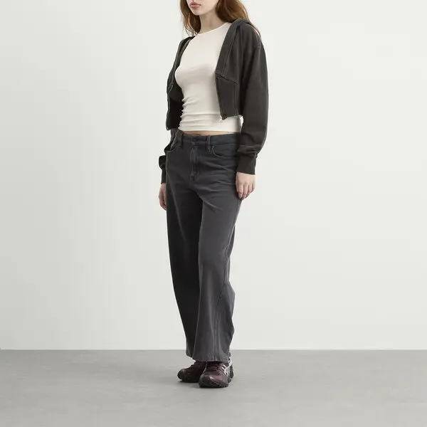 Good American Jeanius Cropped Zip Up Hoodie