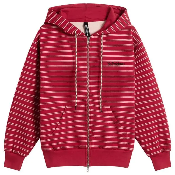 NO PROBLEMO Mini Problemo Stripe Zip Hoodie - Red