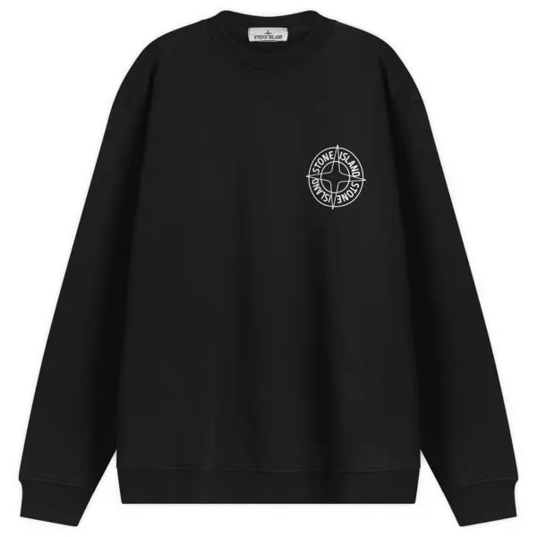 Stone Island Outline Compass Crew Neck Sweatshirt - Black