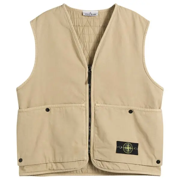 Stone Island Panama Cotton Old Effect Primaloft Vest - Desert