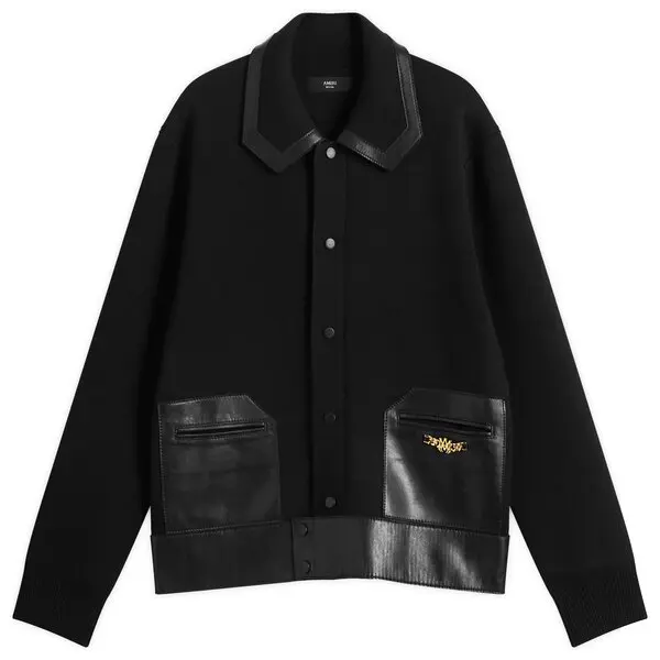 Amiri Leather Patch Ma Cardigan - Black