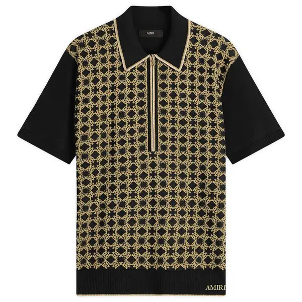 Amiri Ma Quad Zip Polo - Black