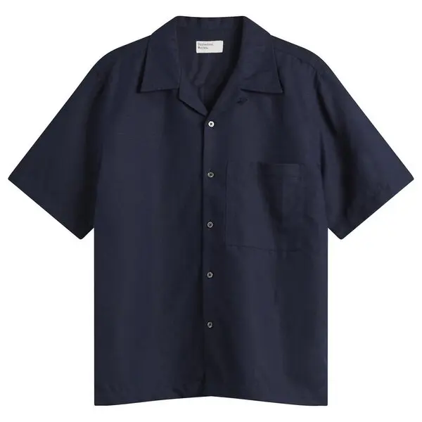 Universal Works Linen Cotton Camp Shirt - Navy